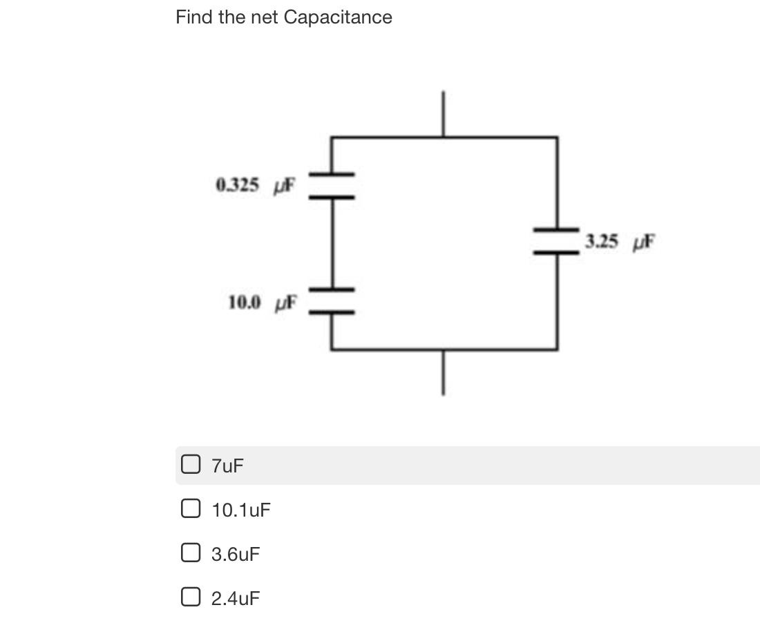 Solved Find the net Capacitance 0.325 NF 3.25 NF 10.0 pF | Chegg.com
