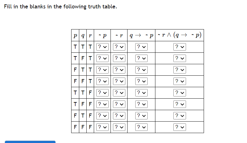 Solved Fill in the blanks in the following truth table. Par | Chegg.com