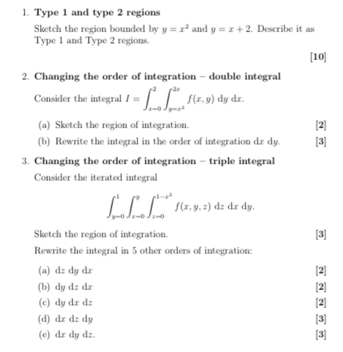 Solved 1. Type 1 and type 2 regions Sketch the region | Chegg.com