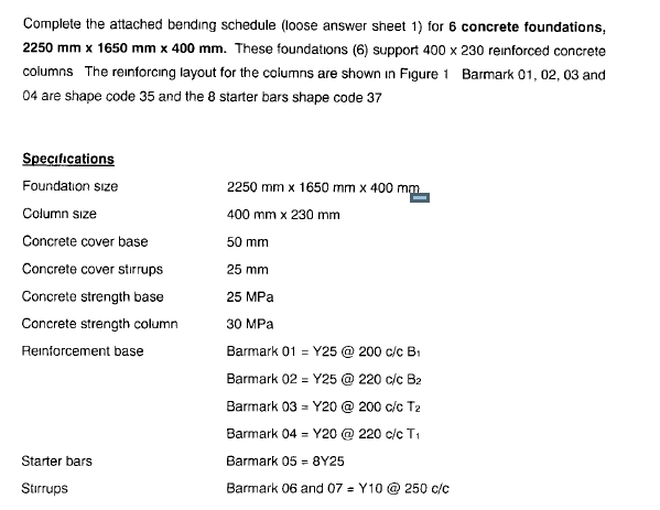 Complete the attached bending schedule (loose answer | Chegg.com