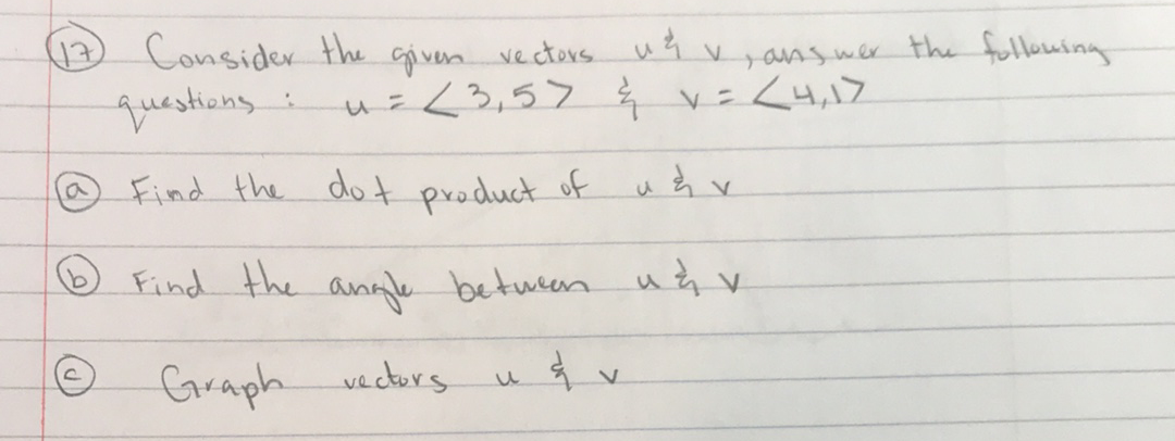 Solved Consider the given vectors udv, answer the following | Chegg.com