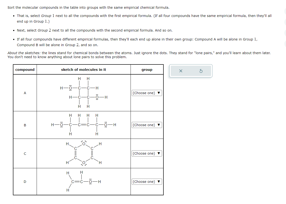 Solved Sort the molecular compounds in the table into groups | Chegg.com Solved Sort the molecular compounds in the table into groups | Chegg.com