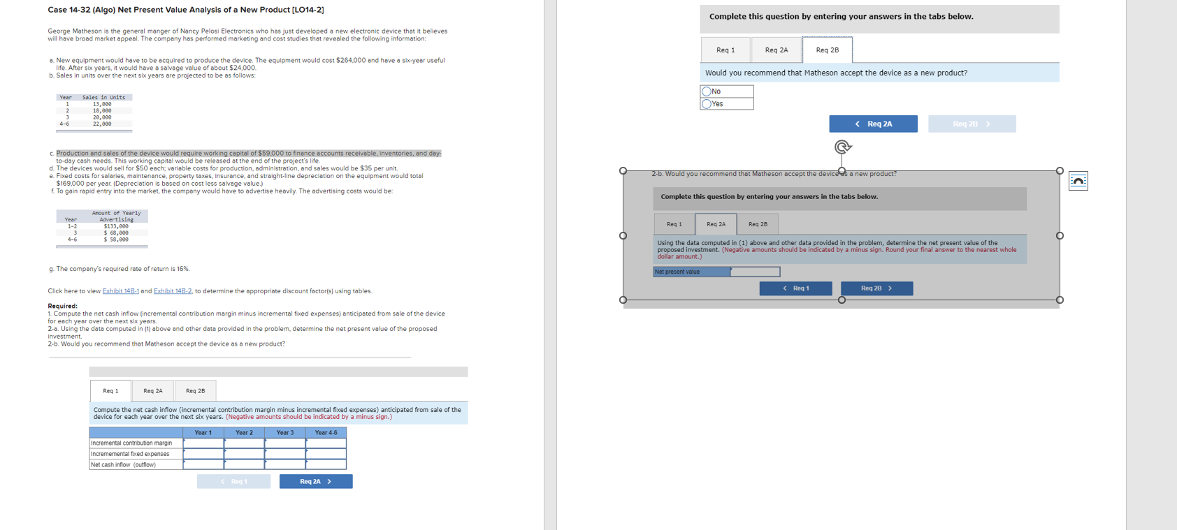 Solved Case 14.32 (Algo) Net Present Value Analysis of a New | Chegg.com
