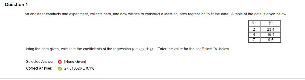 Solved Question 1 An engineer conducts and experiment, | Chegg.com