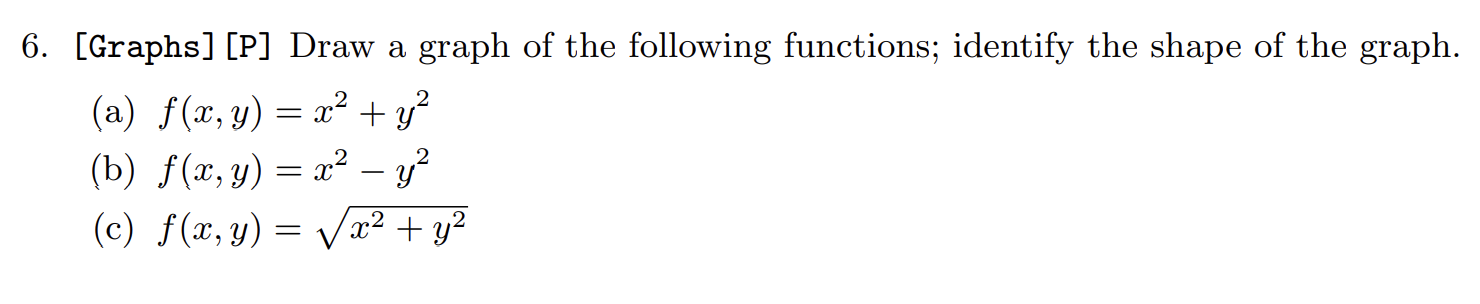 Solved 6. [Graphs] [P] Draw a graph of the following | Chegg.com