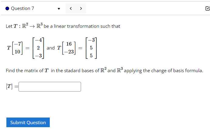 Solved Let T:R2→R3 be a linear transformation such that | Chegg.com