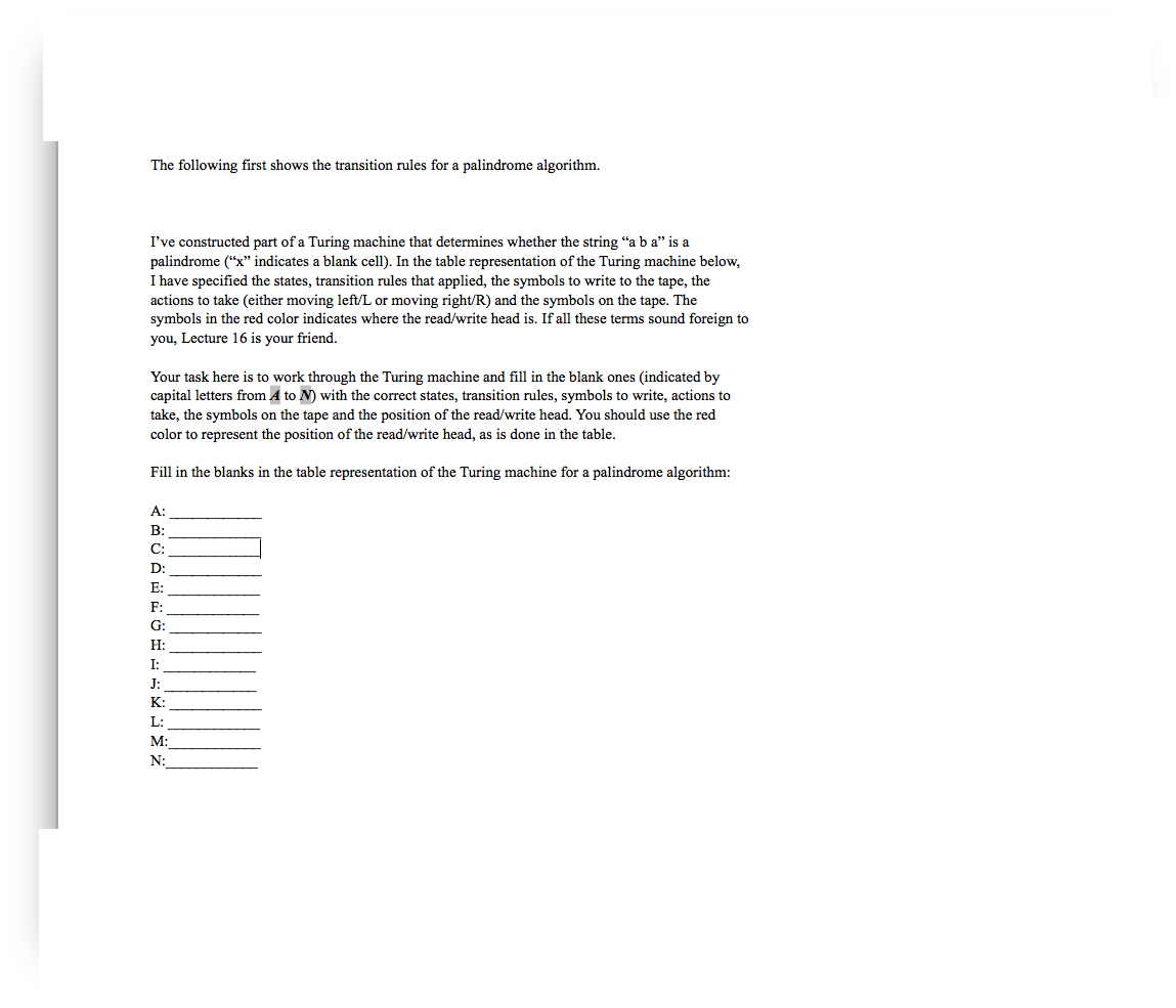 The following first shows the transition rules for a | Chegg.com