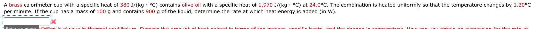 Solved A brass calorimeter cup with a specific heat of 380 | Chegg.com