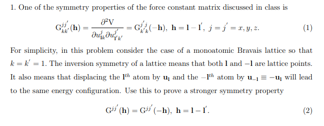 1. One of the symmetry properties of the force | Chegg.com