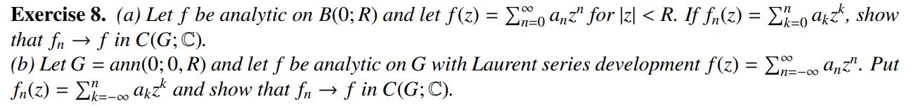 Solved Exercise 8. (a) Let f be analytic on B(0;R) and let | Chegg.com