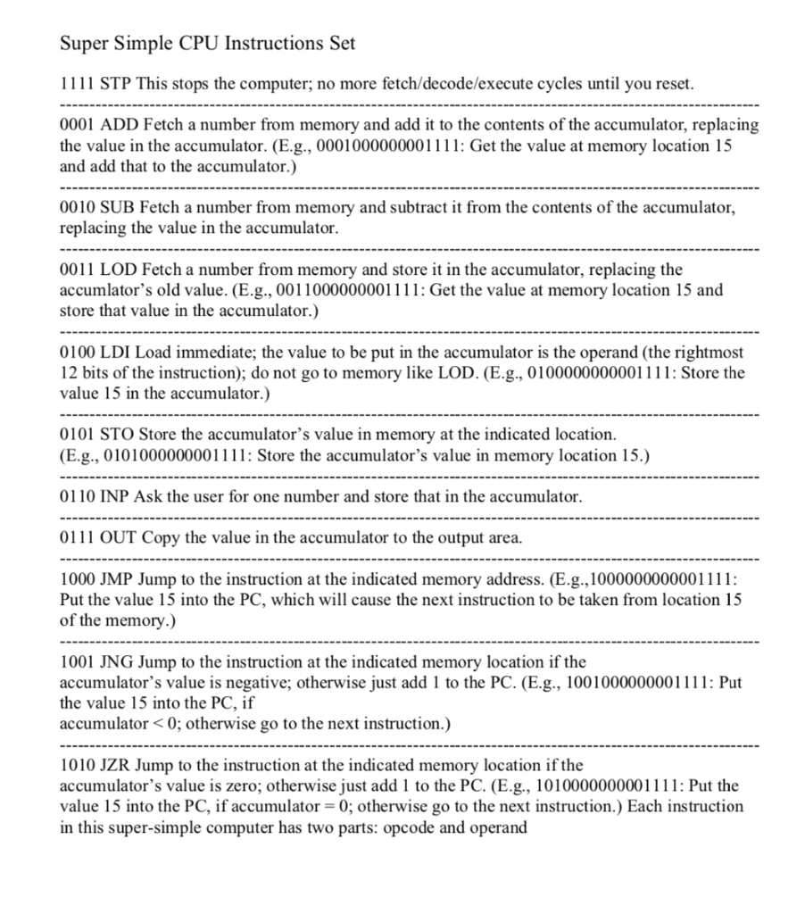 Solved 15. Consider the following “Super Simple CPU” | Chegg.com