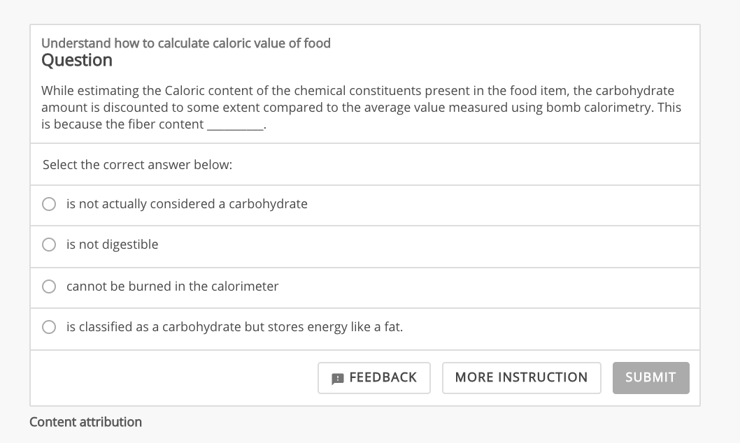 Solved Understand how to calculate caloric value of food | Chegg.com