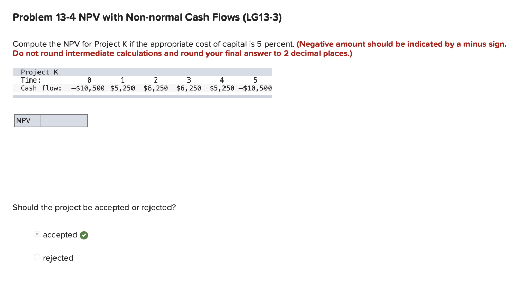Solved Problem 13 4 Npv With Non Normal Cash Flows Lg13 3