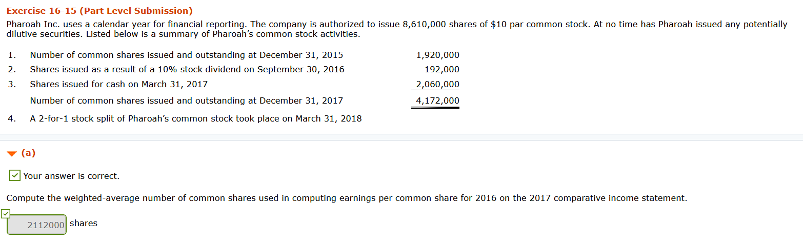 Solved Exercise 16-15 (Part Level Submission) Pharoah Inc. | Chegg.com