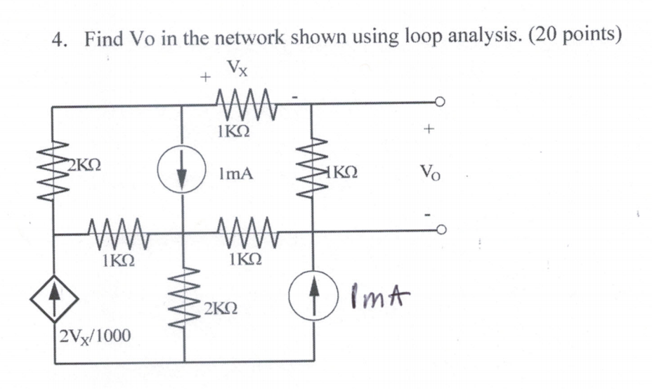 Solved 4. Find Vo in the network shown using loop analysis. | Chegg.com