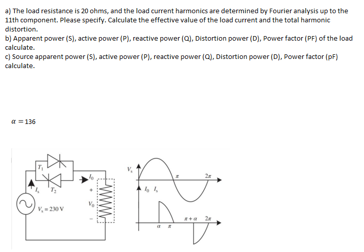 Solved a) The load resistance is 20 ohms, and the load | Chegg.com