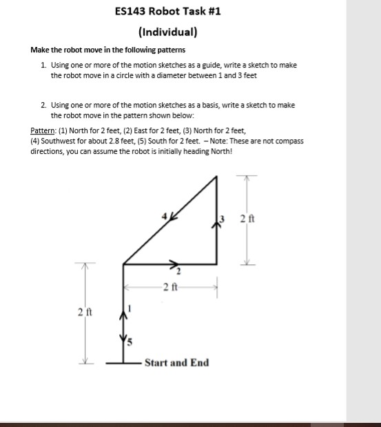 ES143 Robot Task #1 (Individual) Make the robot move | Chegg.com