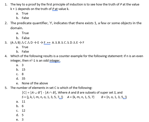 Solved a. 1. The key to a proof by the first principle of | Chegg.com