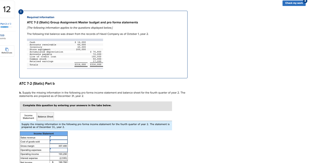 Solved Required information ATC 7-2 (Static) Group | Chegg.com