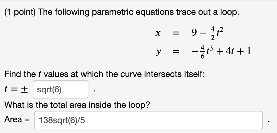 Solved 1 Point The Following Parametric Equations Trace