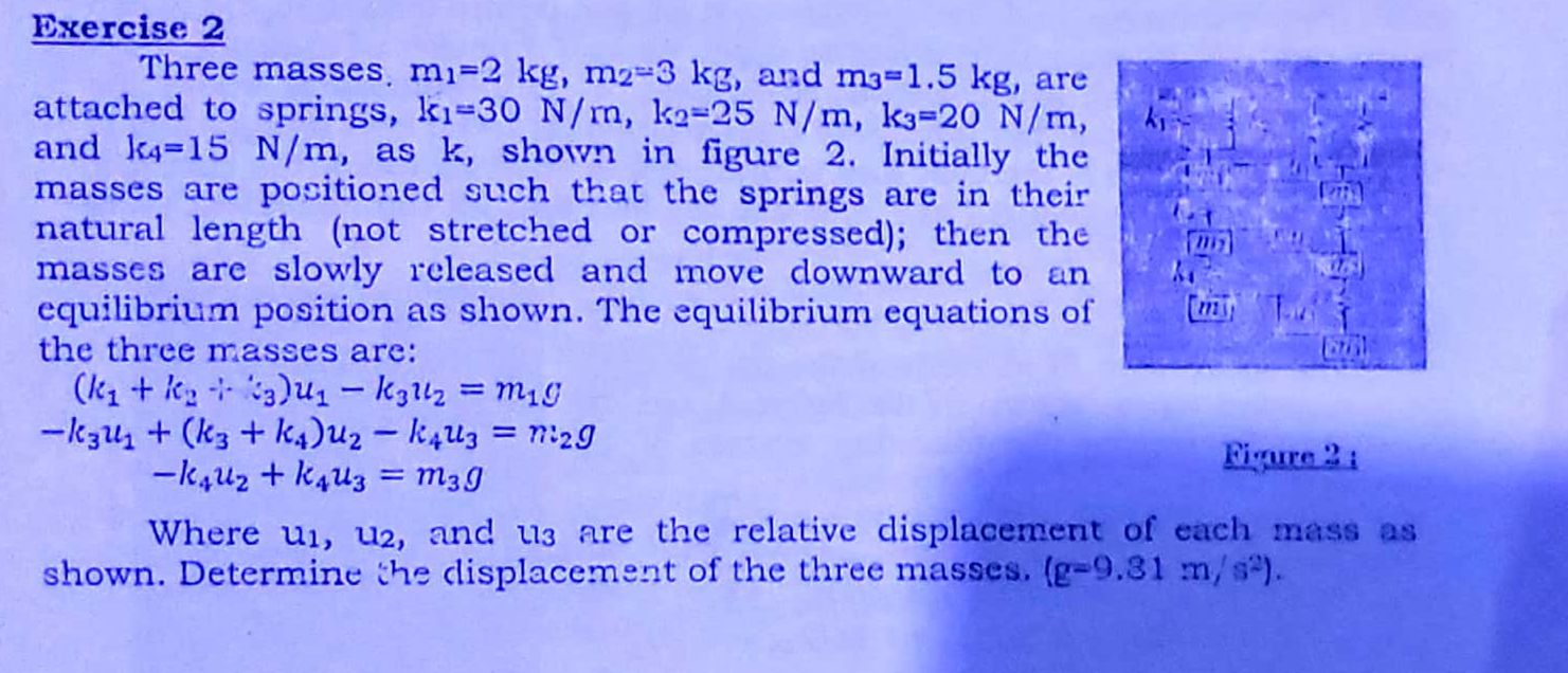 Solved Three masses. m1=2kg, m2=3kg, ﻿and m3=1.5kg, ﻿are | Chegg.com