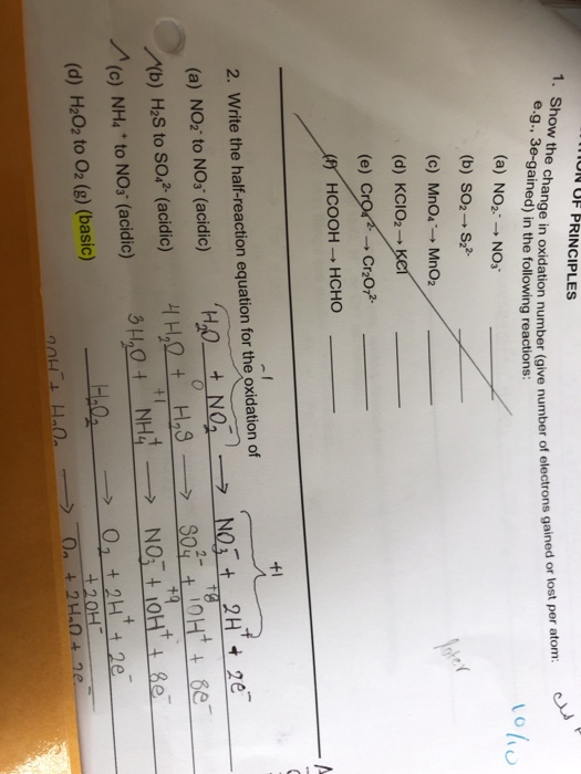 Solved ON OF PRINCIPLES 1. Show the change in oxidation | Chegg.com