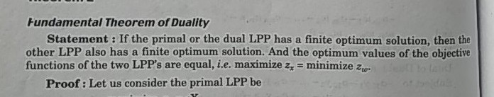 Solved Fundamental Theorem of Duality Statement: If the | Chegg.com