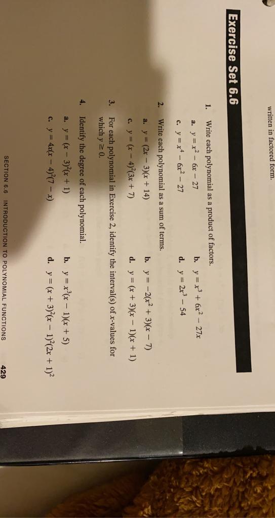 Solved written in factored form. Exercise Set 6.6 1. Write | Chegg.com
