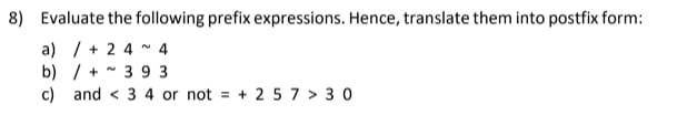 Solved Evaluate the following prefix expressions. Hence, | Chegg.com