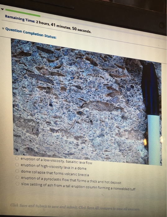 Solved This image shows a welded tuff, with flattened | Chegg.com