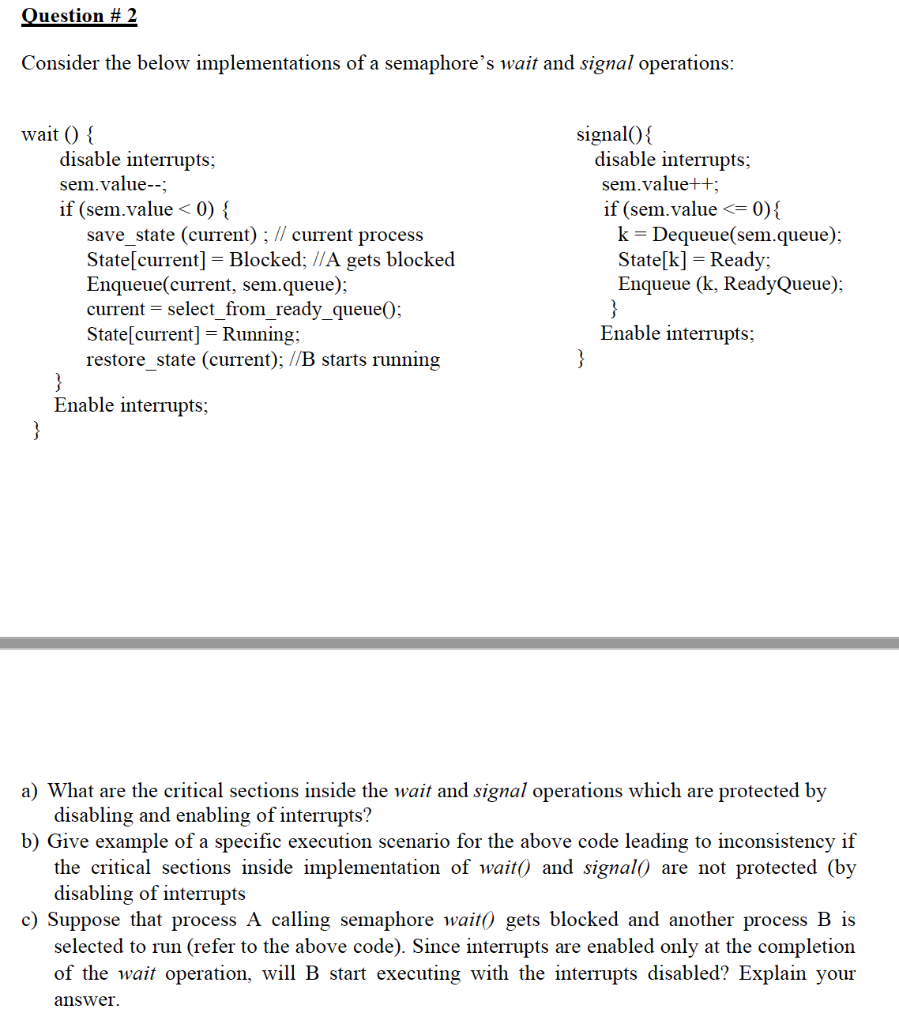 Solved Question 2 Consider The Below Implementations Of A 