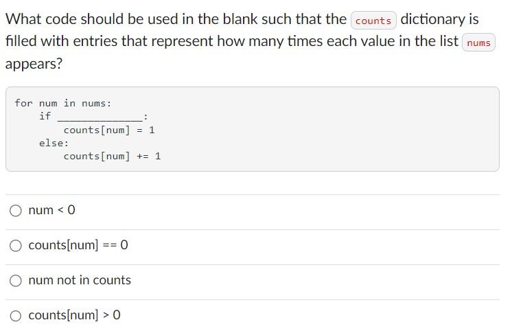 Solved What code should be used in the blank such that the | Chegg.com