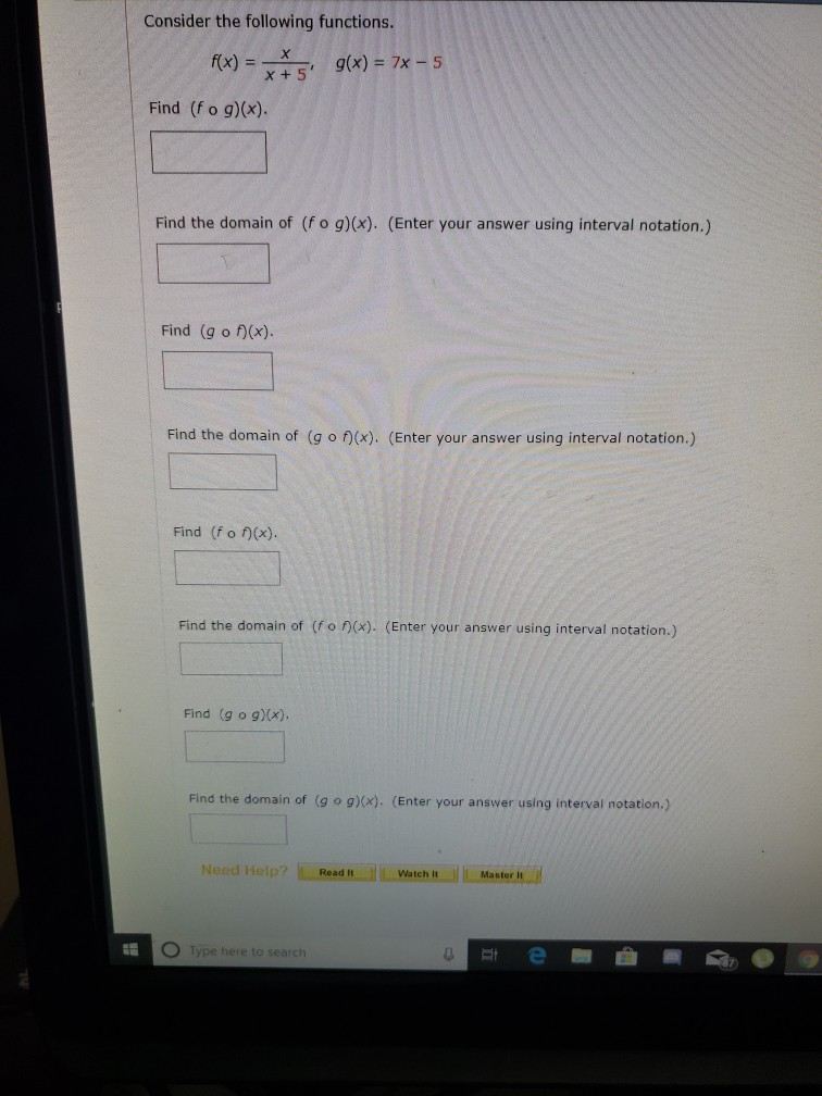 Solved Consider the following functions Find (f o g)(x). | Chegg.com