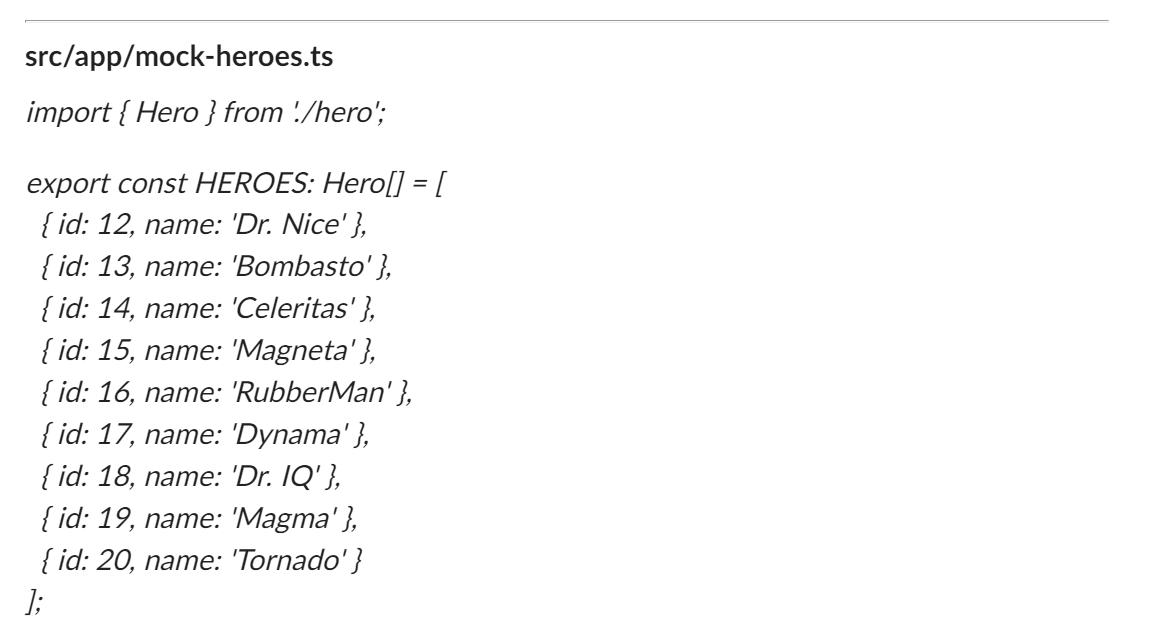 Solved src/app/mock-heroes.ts import { Hero } from :'/hero'; | Chegg.com