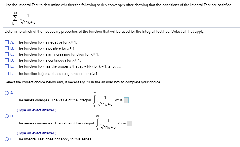 Solved Use The Integral Test To Determine Whether The