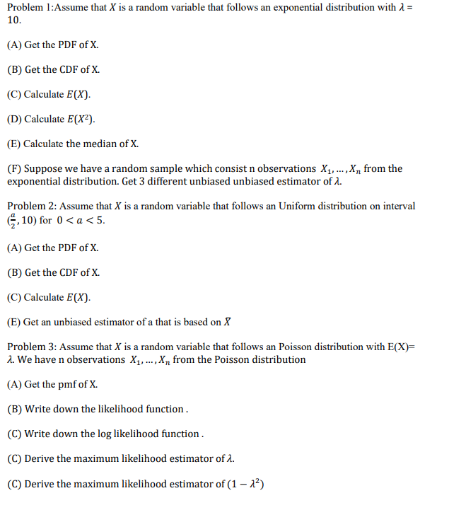 Solved Problem 1:Assume that X is a random variable that | Chegg.com
