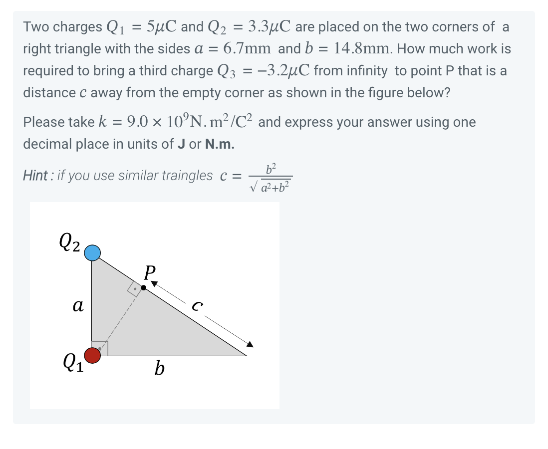 Solved Two charges Q1=5μC and Q2=3.3μC are placed on the two | Chegg.com