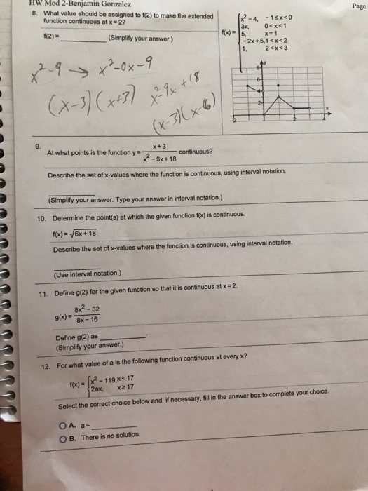 Solved What value should be assigned to f(2) to make the | Chegg.com