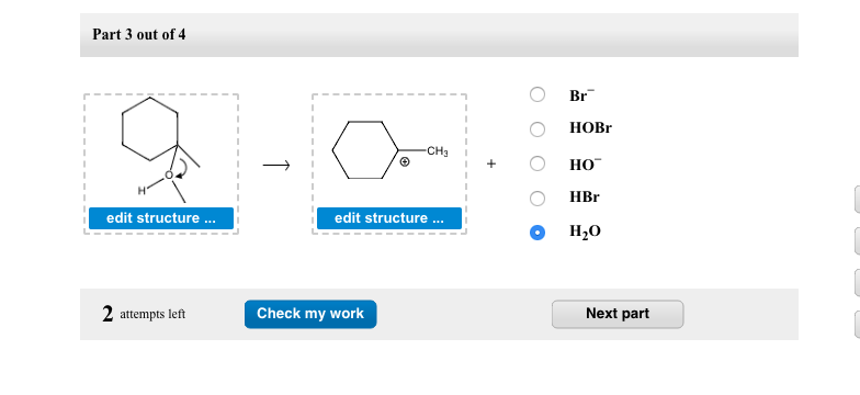 Solved Part 3 out of 4 Br HOBr HO HBr edit structure edit | Chegg.com