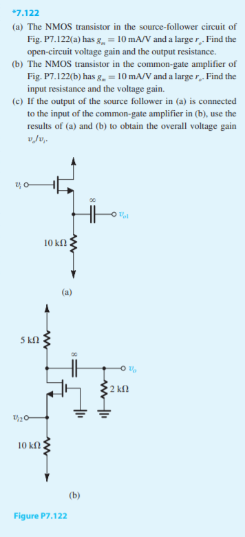 Solved *7.122 (a) The NMOS transistor in the source-follower | Chegg.com