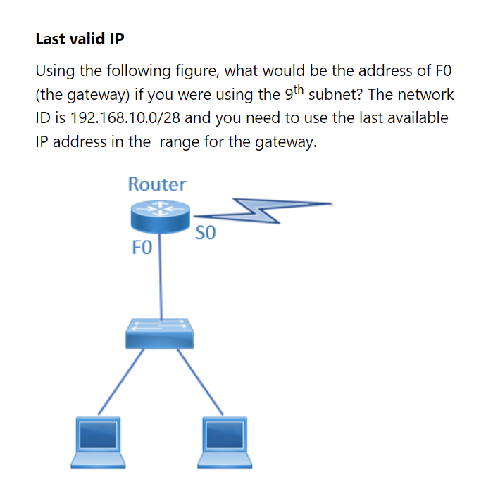 Solved Last valid IP Using the following figure, what would | Chegg.com