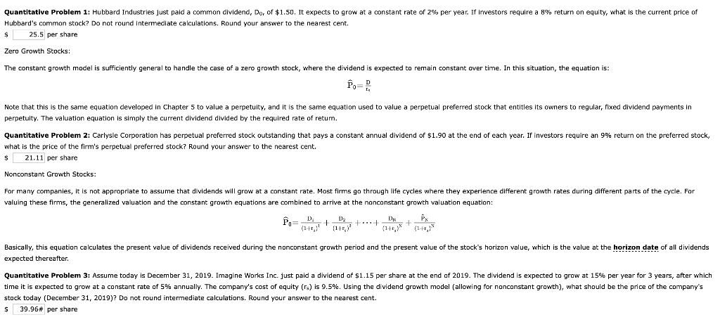 Solved Hubbard's common stock? Do not round intermediate | Chegg.com