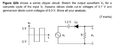 Solved Figure Q2b shows a series clipper circuit. Sketch the | Chegg.com
