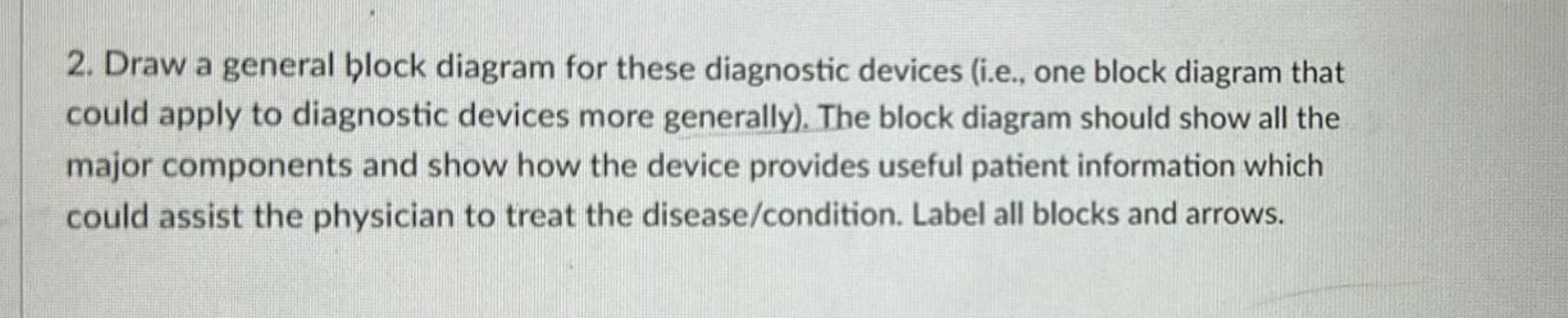 Solved Draw a general block diagram for these diagnostic | Chegg.com