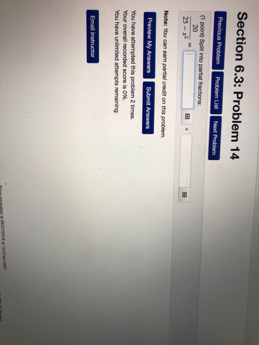 Solved Section 6.3: Problem 9 Previous Problem Problem List | Chegg.com
