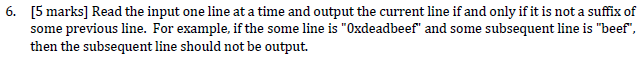 6. [5 marks] Read the input one line at a time and | Chegg.com
