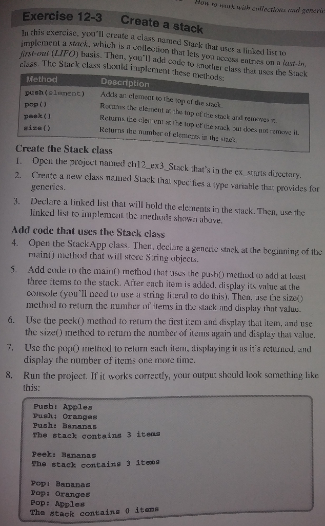 Solved How to work with collections and gener Exercise 12-3 | Chegg.com