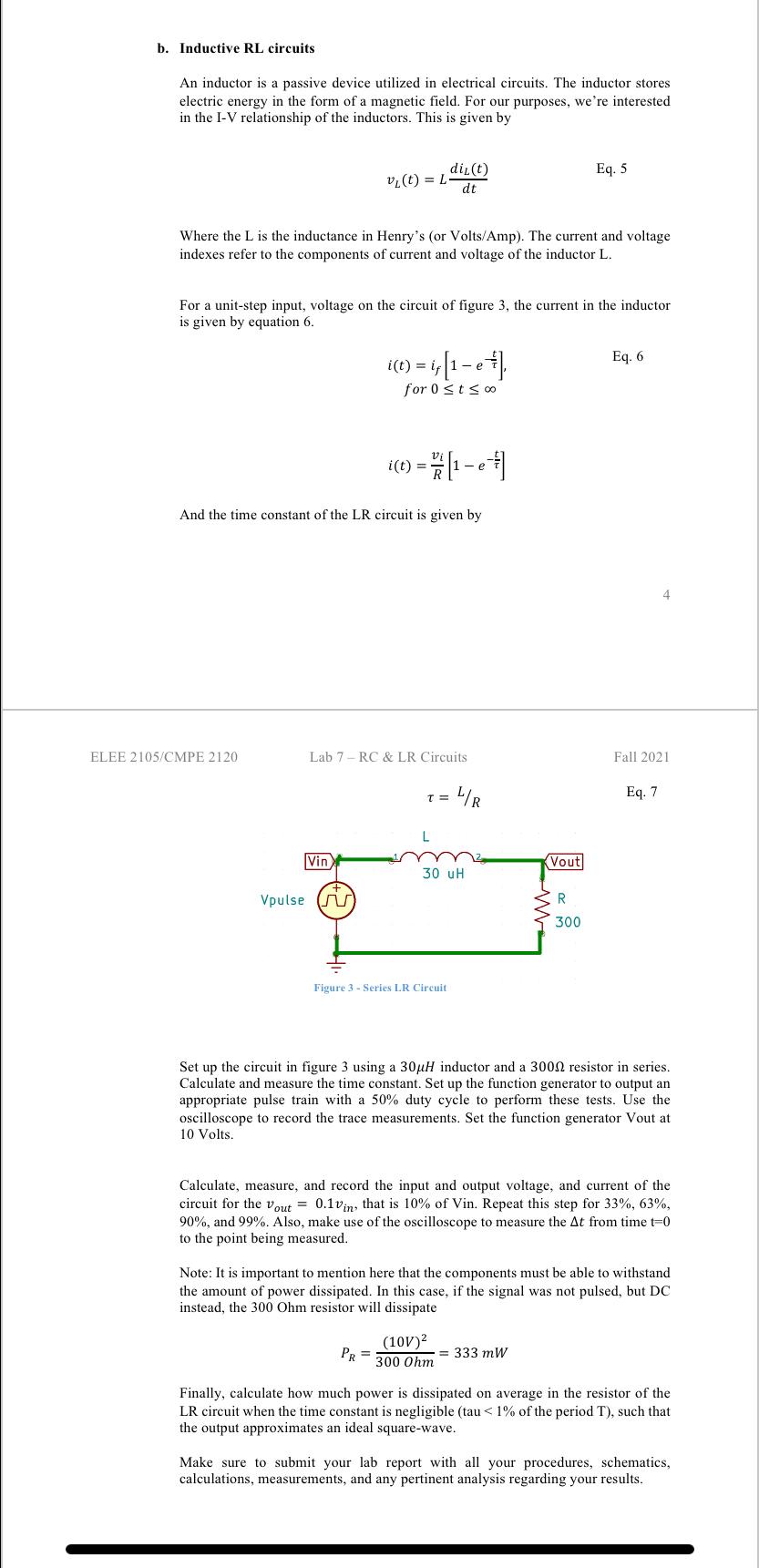 Solved B Inductive Rl Circuits An Inductor Is A Passive