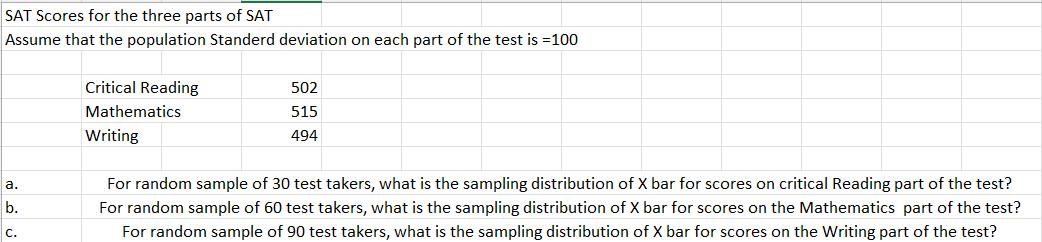 Solved SAT Scores for the three parts of SAT Assume that the | Chegg.com