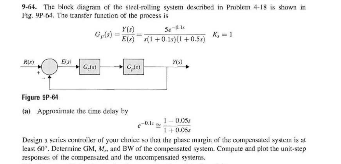 Solved 9-64. The block diagram of the steel-rolling system | Chegg.com